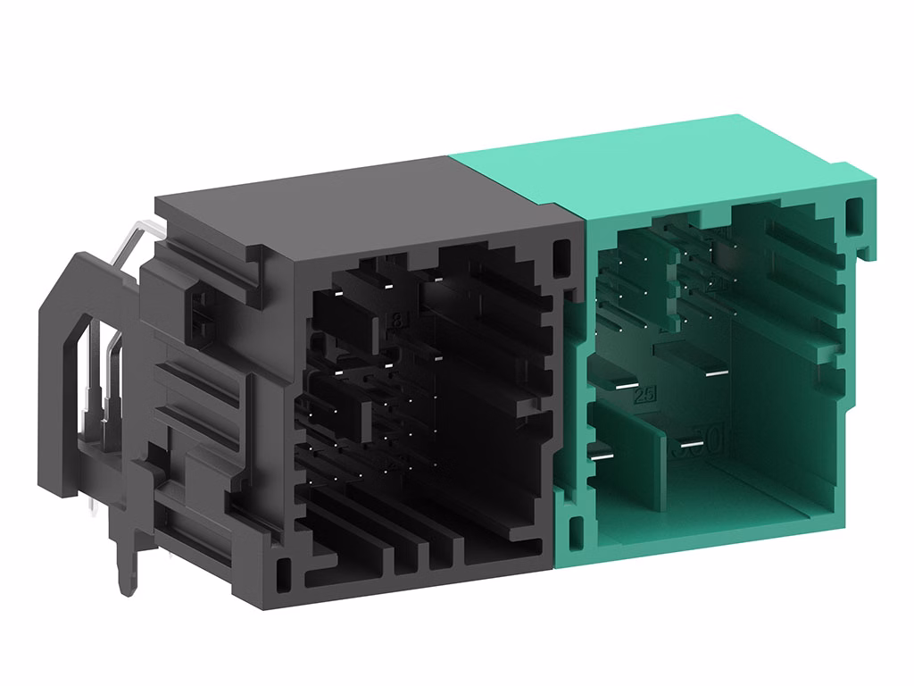 stAK50h Right-Angle Hybrid Header, 12 Circuits, Key 2, Green, Tube