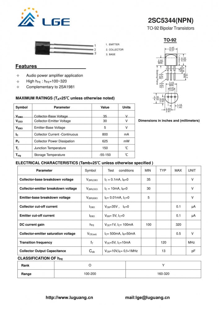 2SC5344-Y datasheet page 1