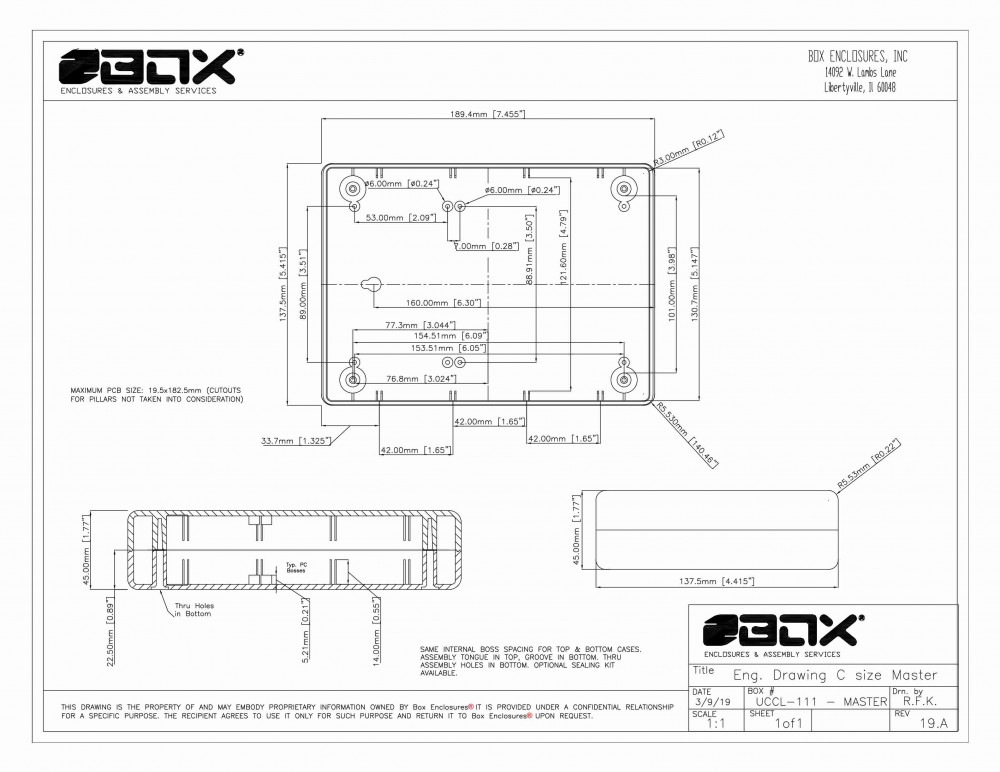 UCCL-111 master enclosure drawing
