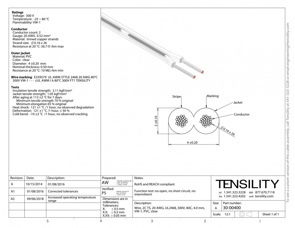 Tensility International 30-00400 product specification drawing