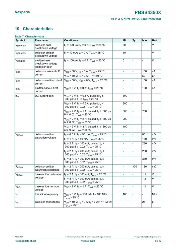 PBSS4350X datasheet page 5