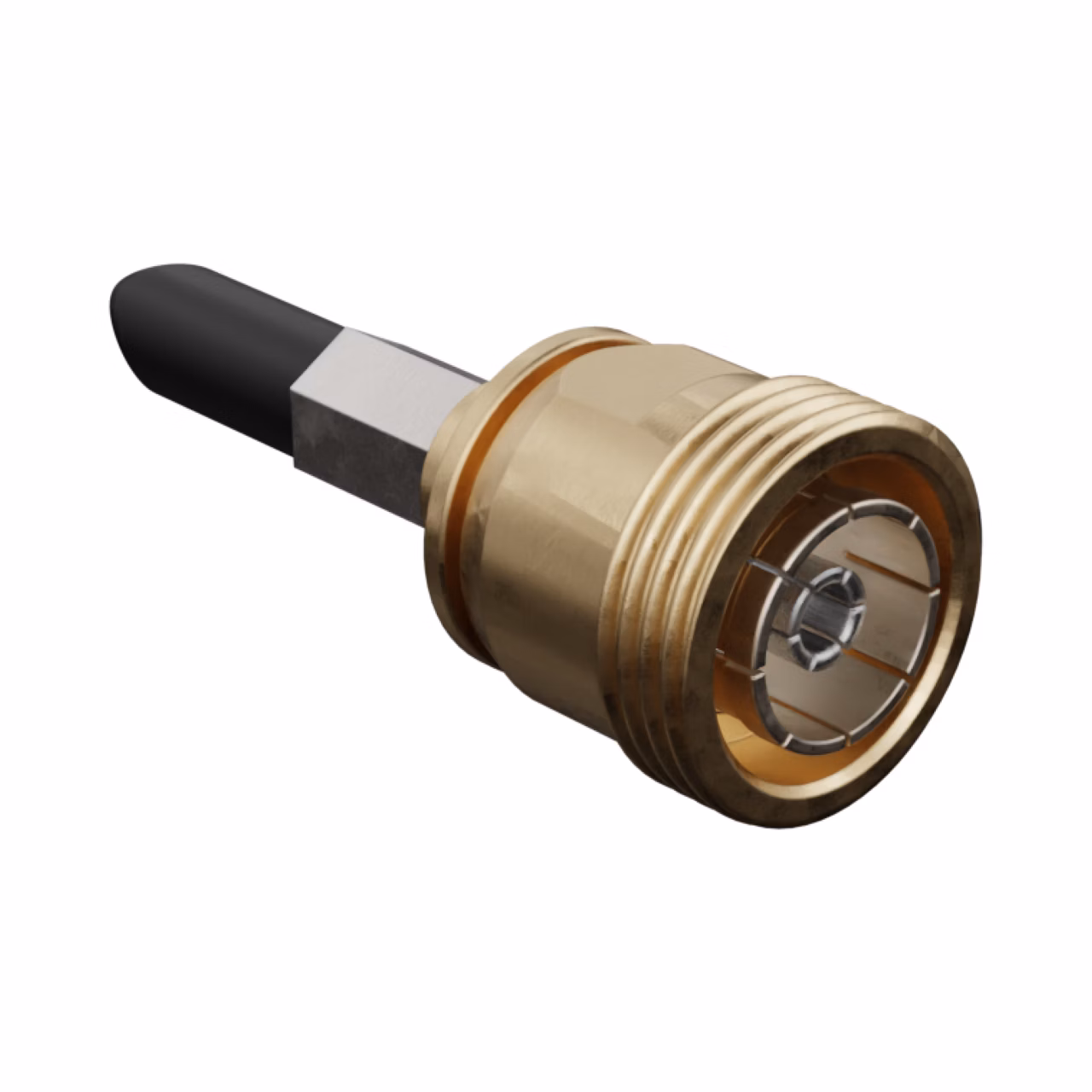 DIN 7/16 Jack, Straight, 4-Hole Flange Mount, Round Post, One Piece Per Carton, 50 Ohms