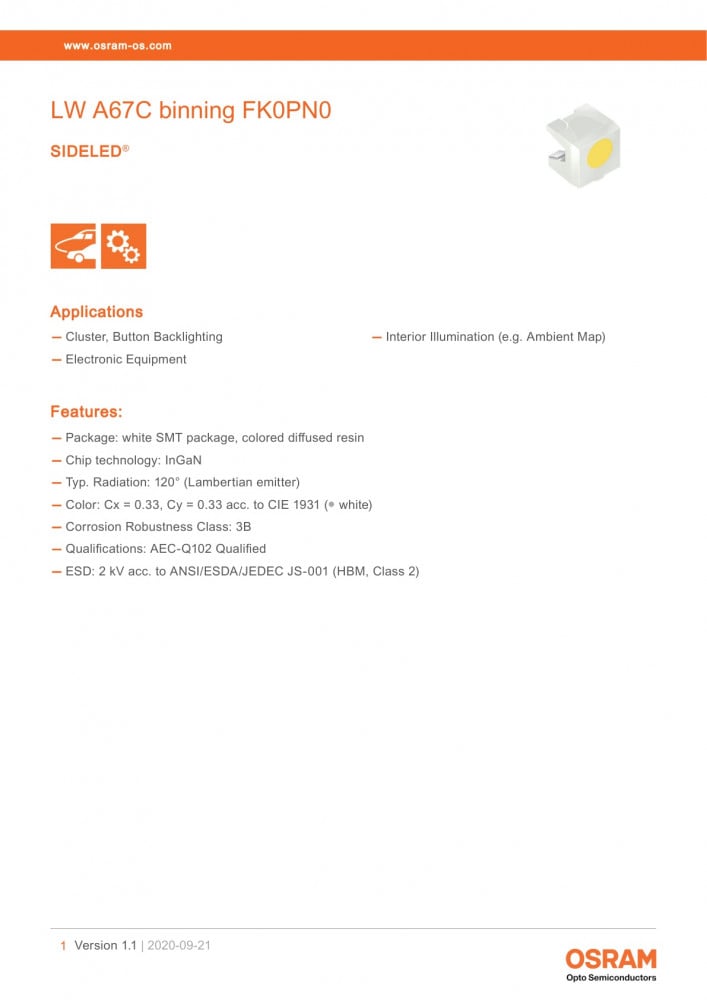 AMS LW A67C technical document page 1