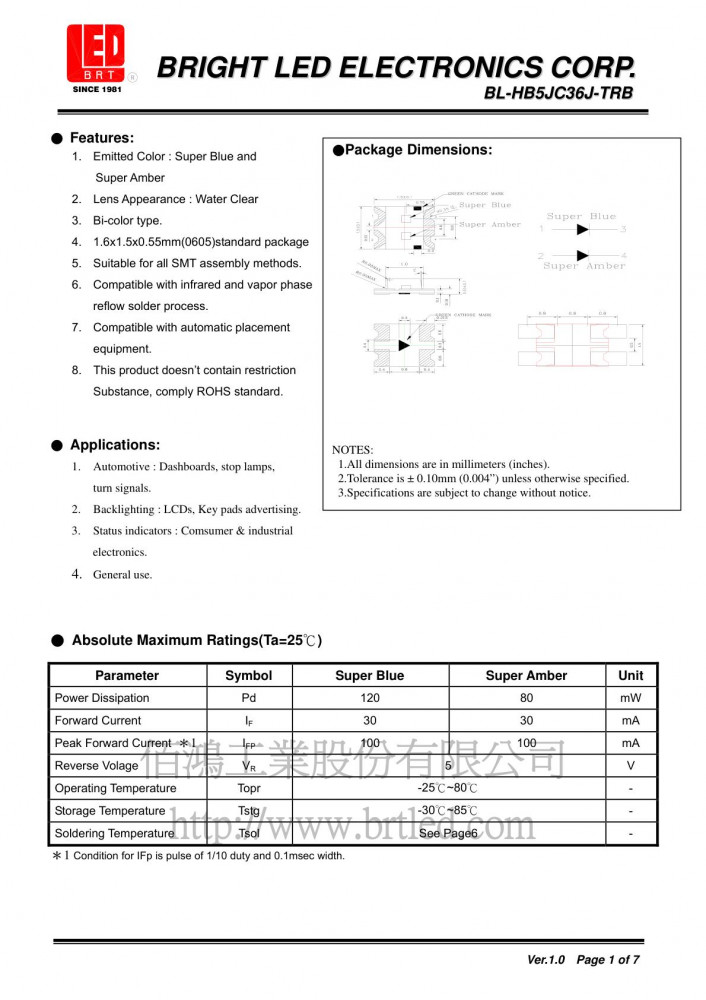BL-HB5JC36J-TRB datasheet page 1