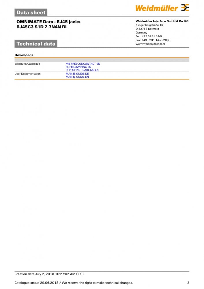 WEIDMULLER 2000890000 dimensioned drawing