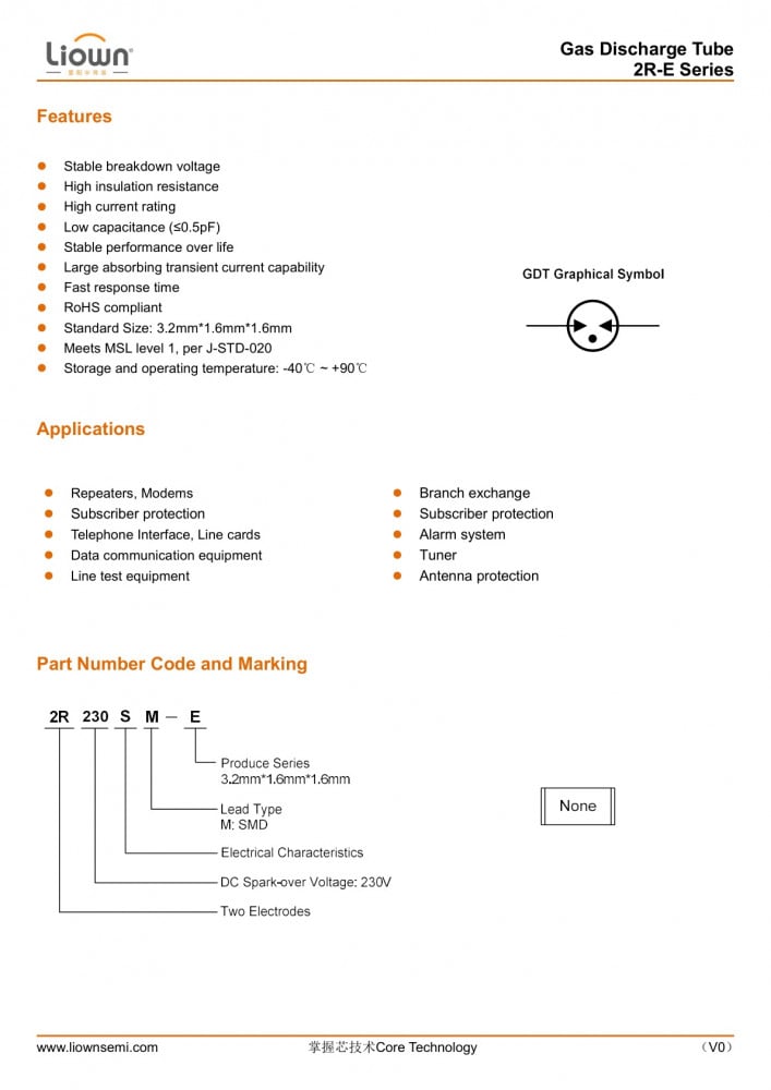 Liown 2R200SM-E datasheet page 1