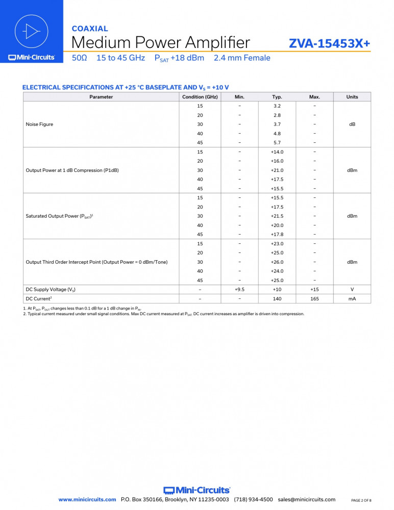 ZVA-15453X+ datasheet page 2