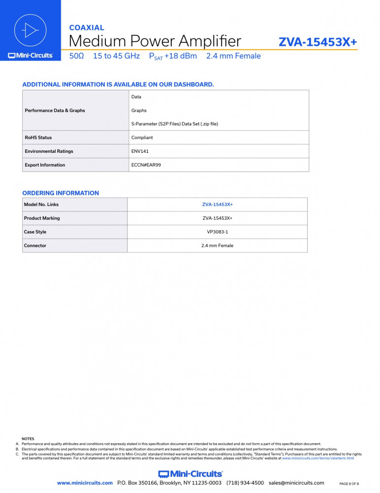 ZVA-15453X+ datasheet page 8