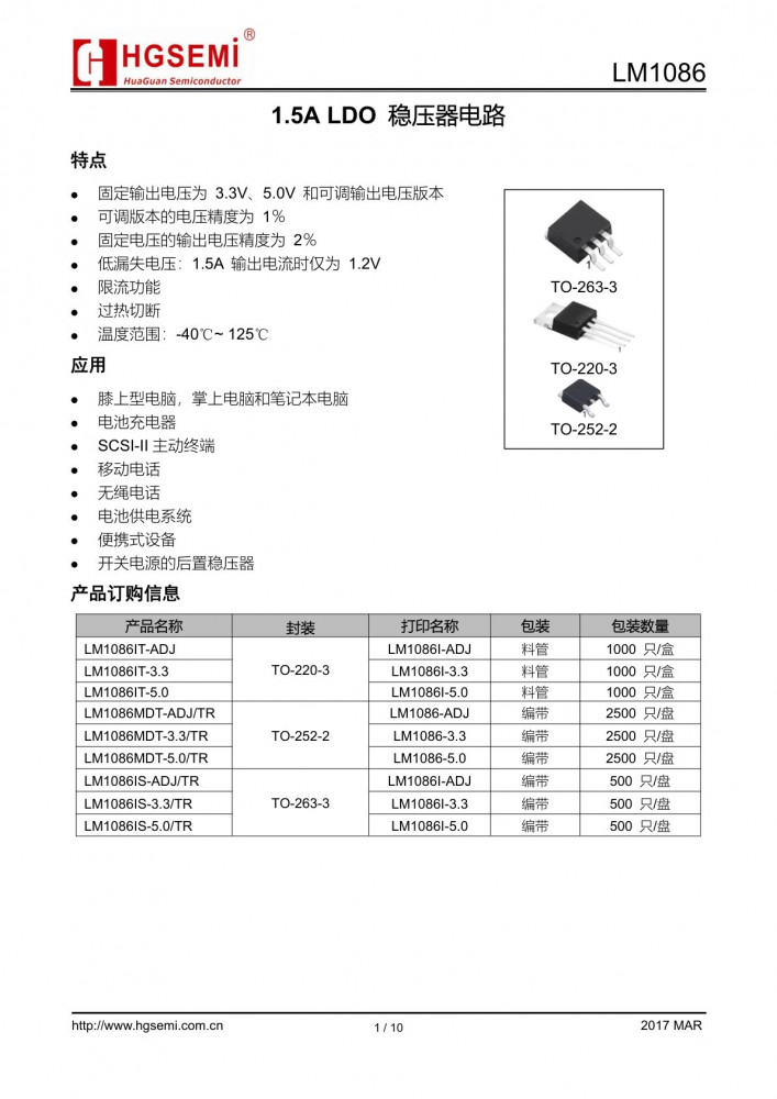 HGSEMI LM1086 datasheet page 1