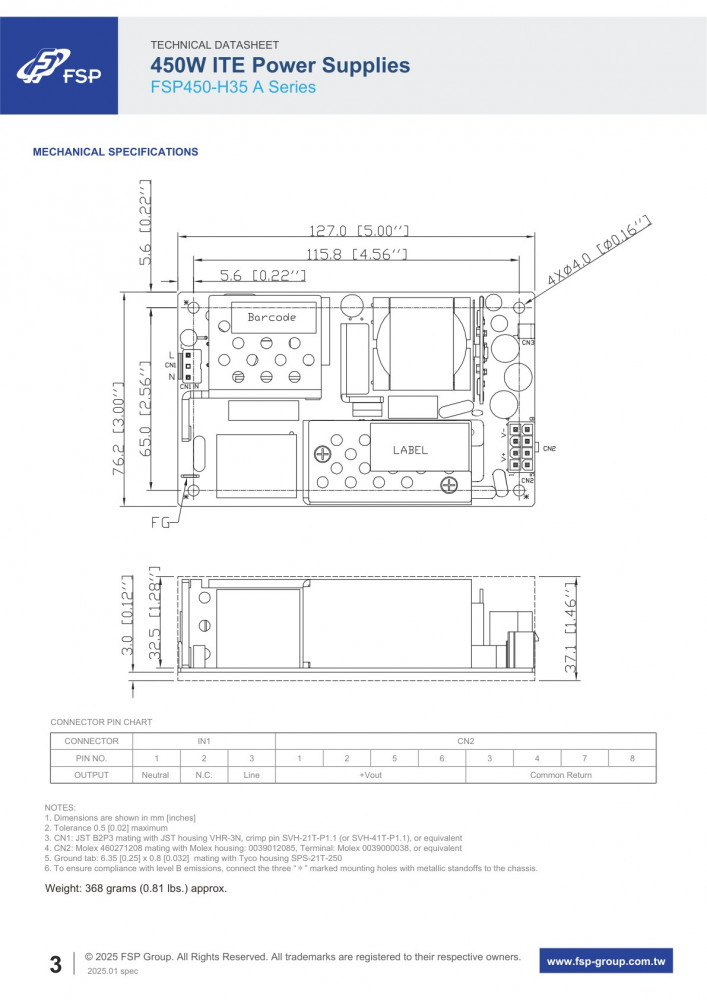 FSP450-H35-A24 datasheet page 3