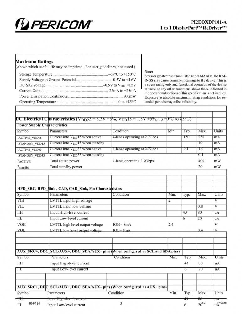 PI2EQXDP101-AZFEX datasheet page 5