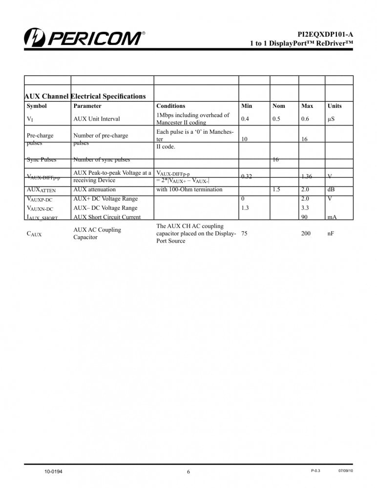 PI2EQXDP101-AZFEX datasheet page 6