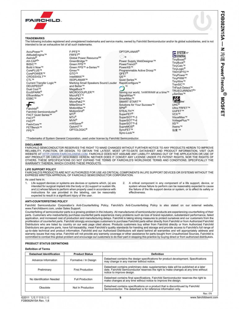 FDB082N15A datasheet page 10
