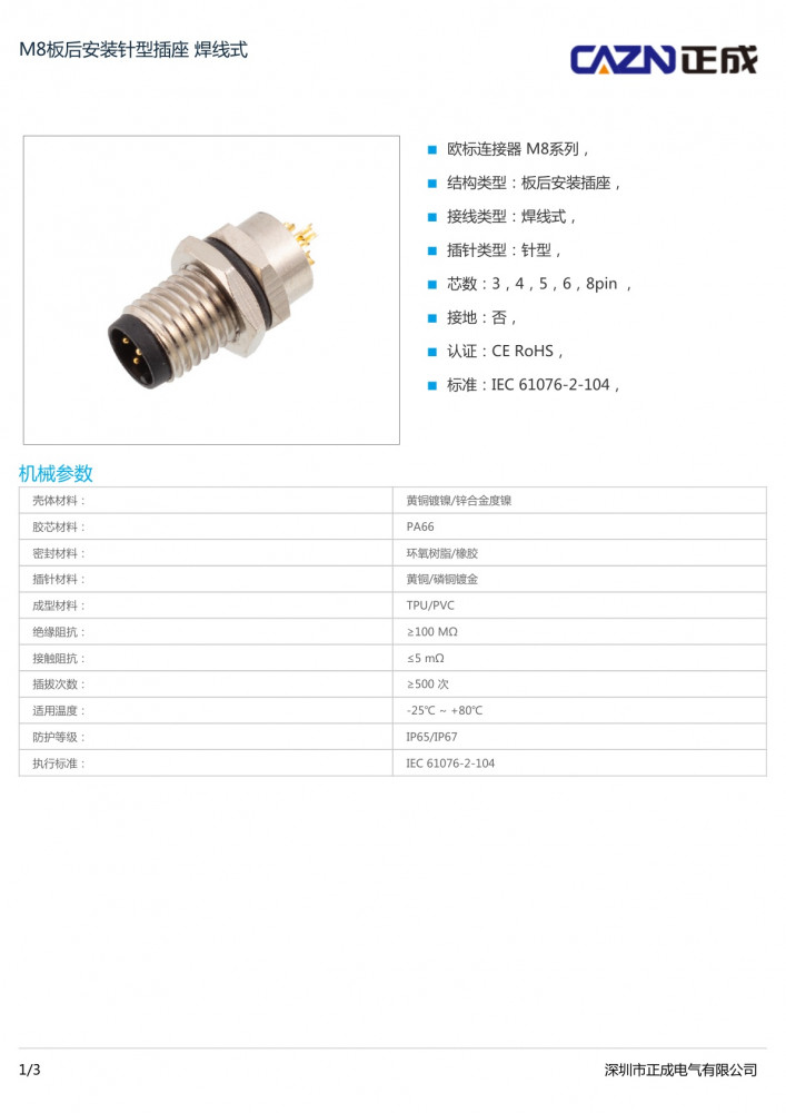 CAZN M8-P4D-GWFM8 technical document page 1