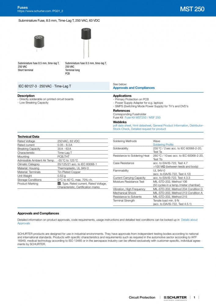 SCHURTER 0034.6615 datasheet page 1
