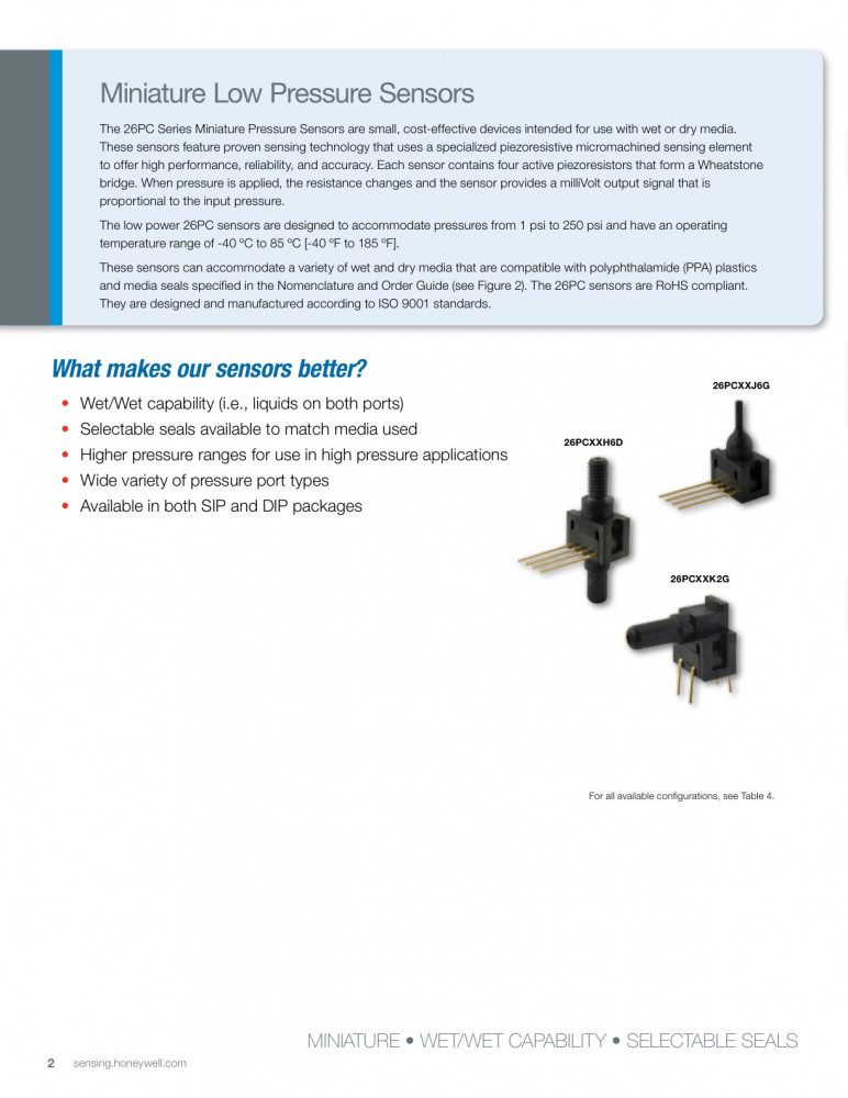 Honeywell 26PC Series datasheet page 2