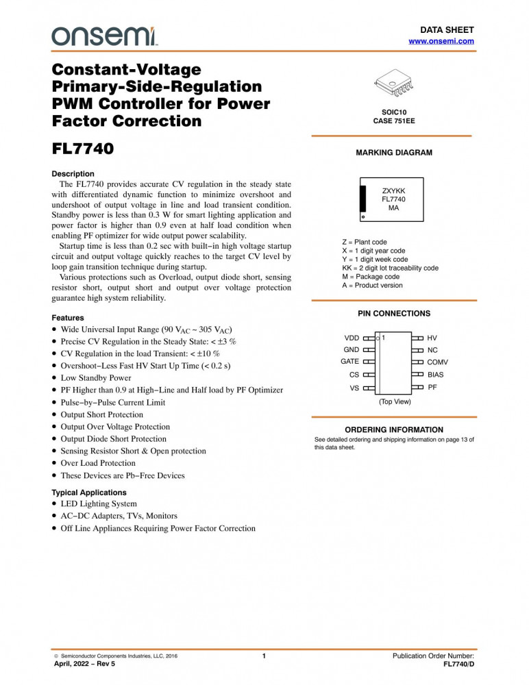 FL7740 datasheet page 1