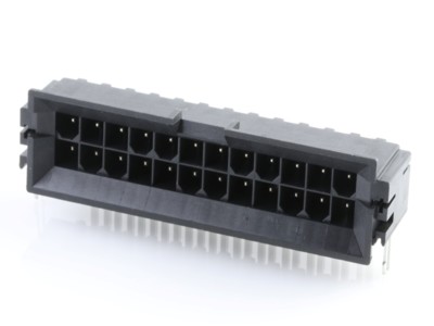 Mini-Fit BMI Header, Dual Row, Right-Angle, 24 Circuits, for 1.60mm PCB Thickness, Tin (Sn) Plating, 260C Wave Solderable, with Retention Clip for sale