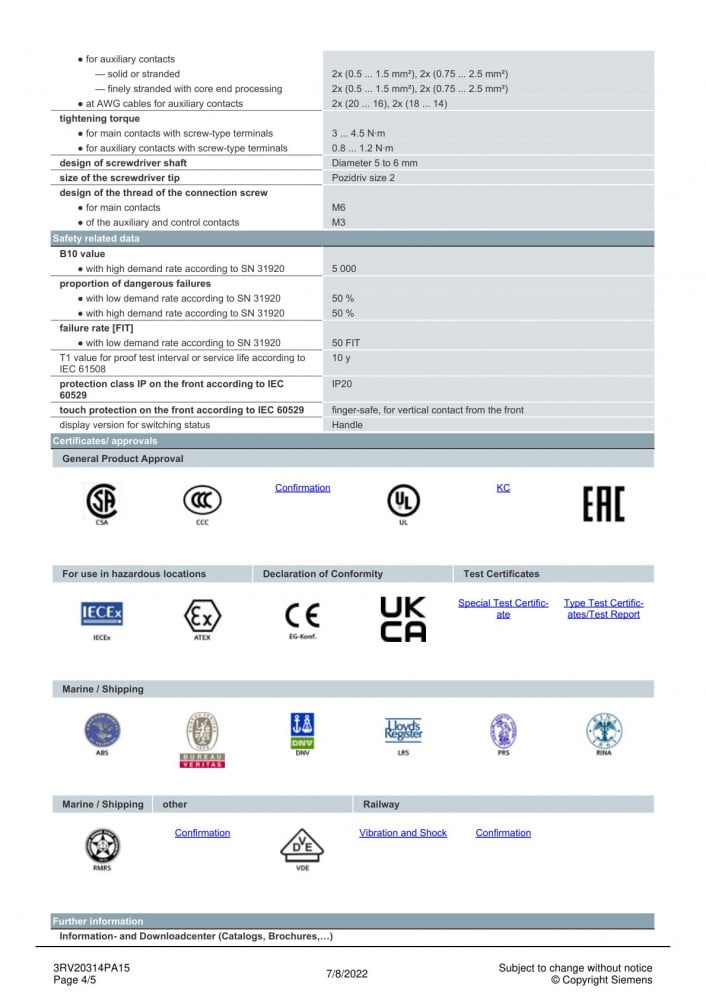 3RV20314PA15 datasheet page 4