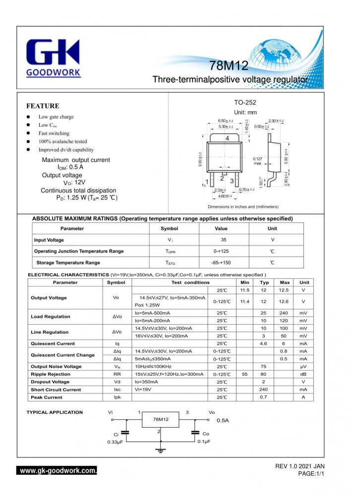 GOODWORK 78M12 datasheet reference page