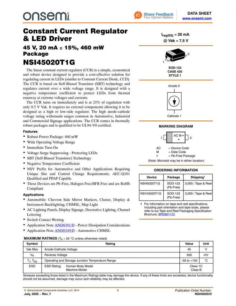 NSI45020 datasheet page 1