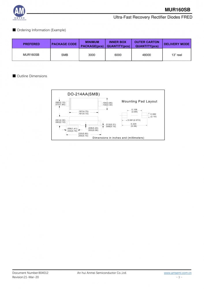 MUR160SB datasheet page 3