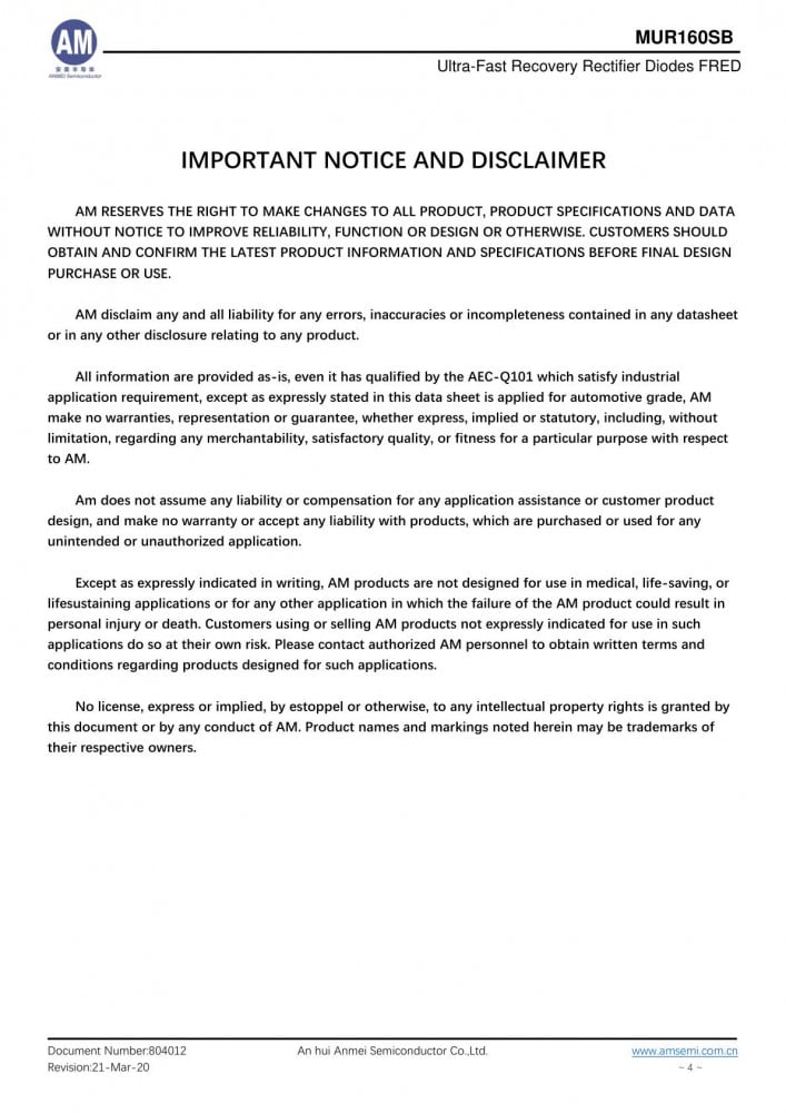 MUR160SB datasheet page 4