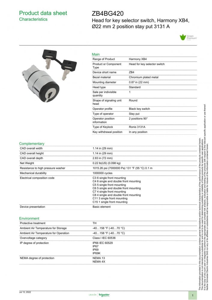 ZB4BG420 technical documentation page 1