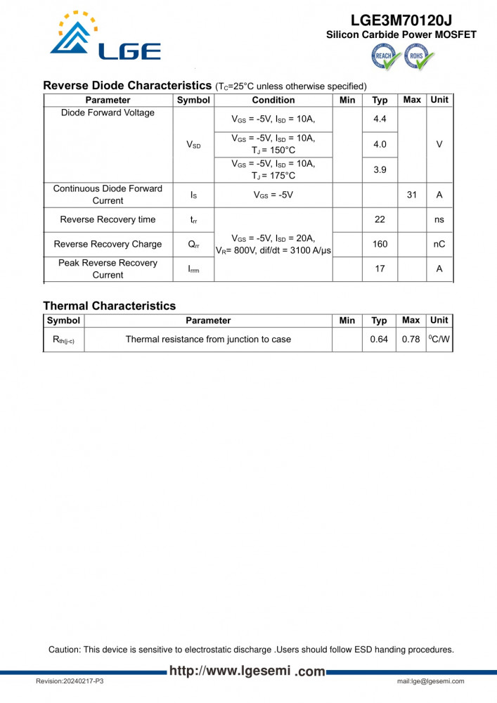 LGE3M70120J datasheet page 3