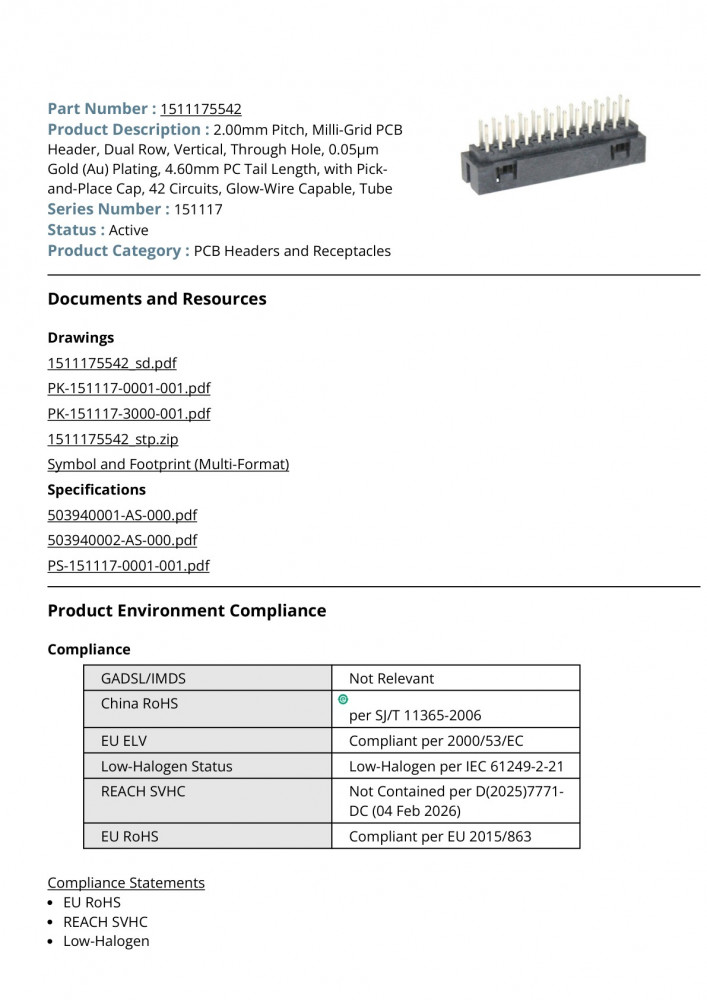 MOLEX product specification page 1