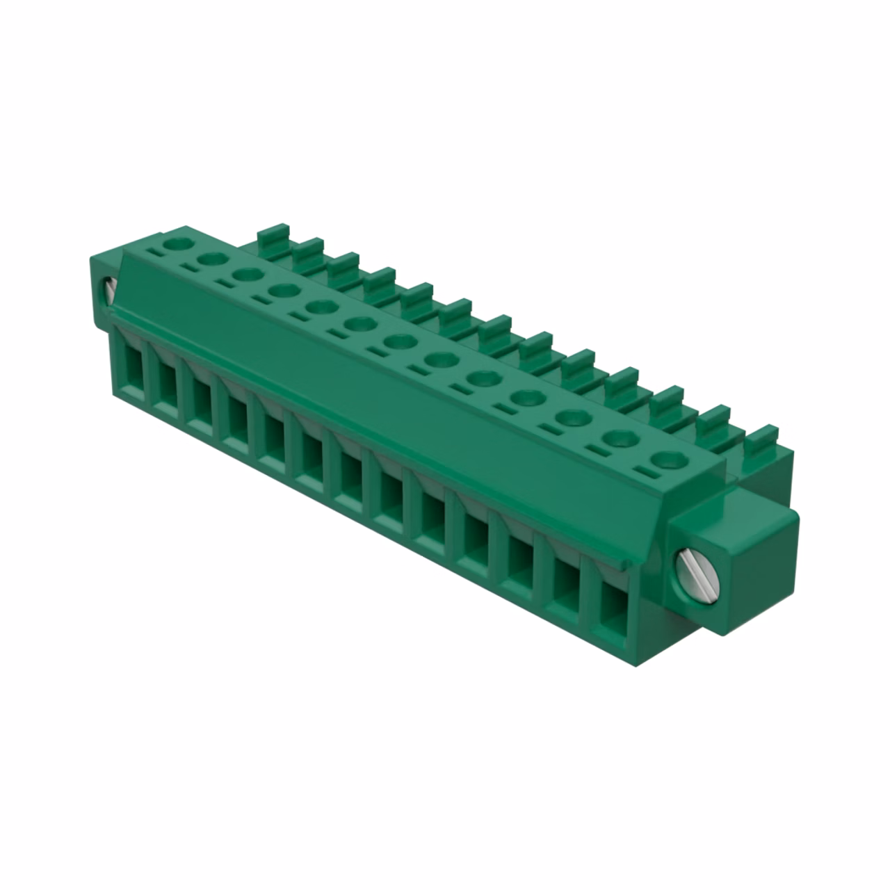 3.81mm Pitch Eurostyle Horizontal Plug, with Retention Screws and Reverse Imprinting, Green Housing, 13 Circuits for sale