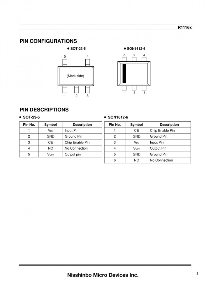 R1116 datasheet page 3