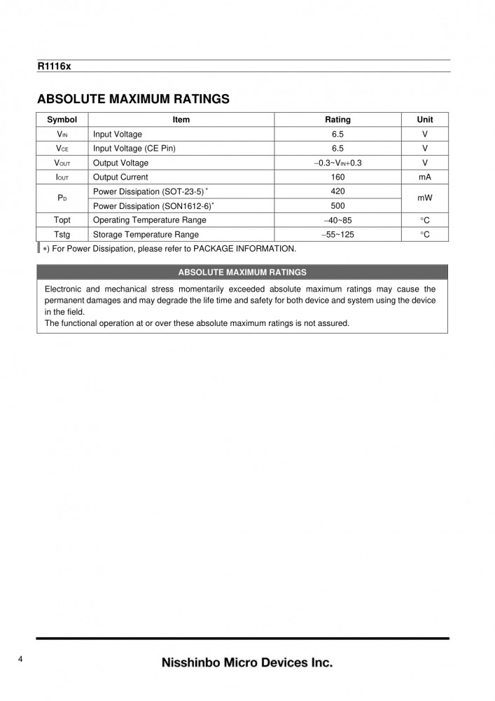 R1116 datasheet page 4