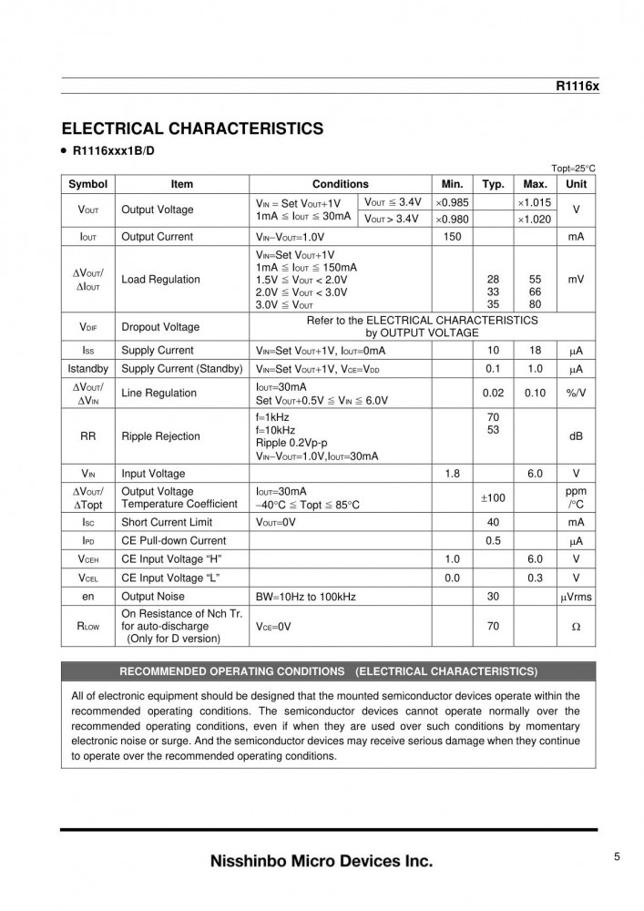 R1116 datasheet page 5