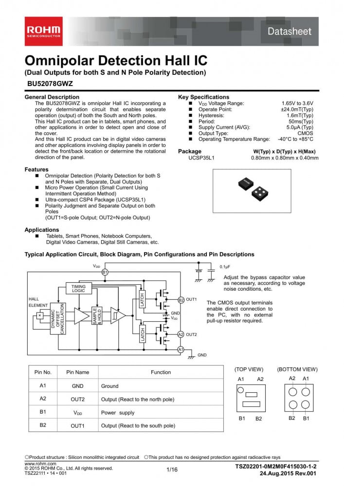 BU52078GWZ-E2 datasheet page 1