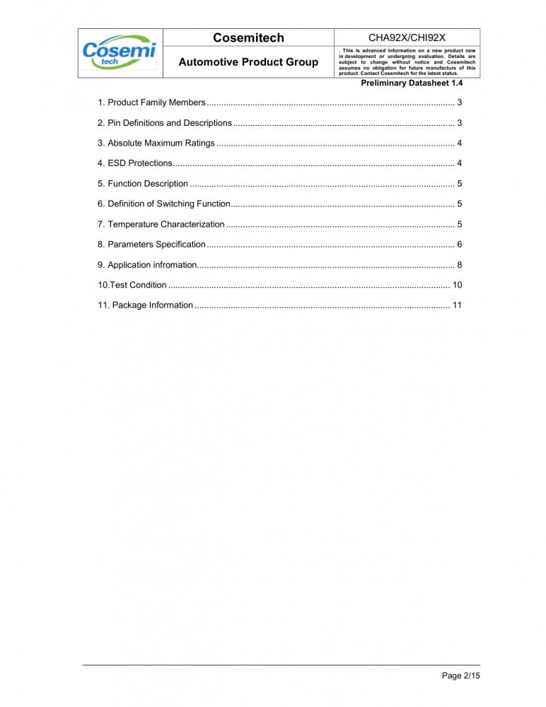 CHI924TB datasheet page 2