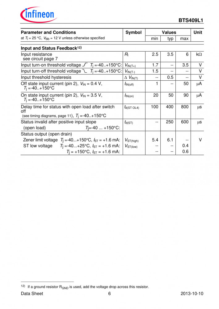 BTS409L1 E3062A datasheet page 6