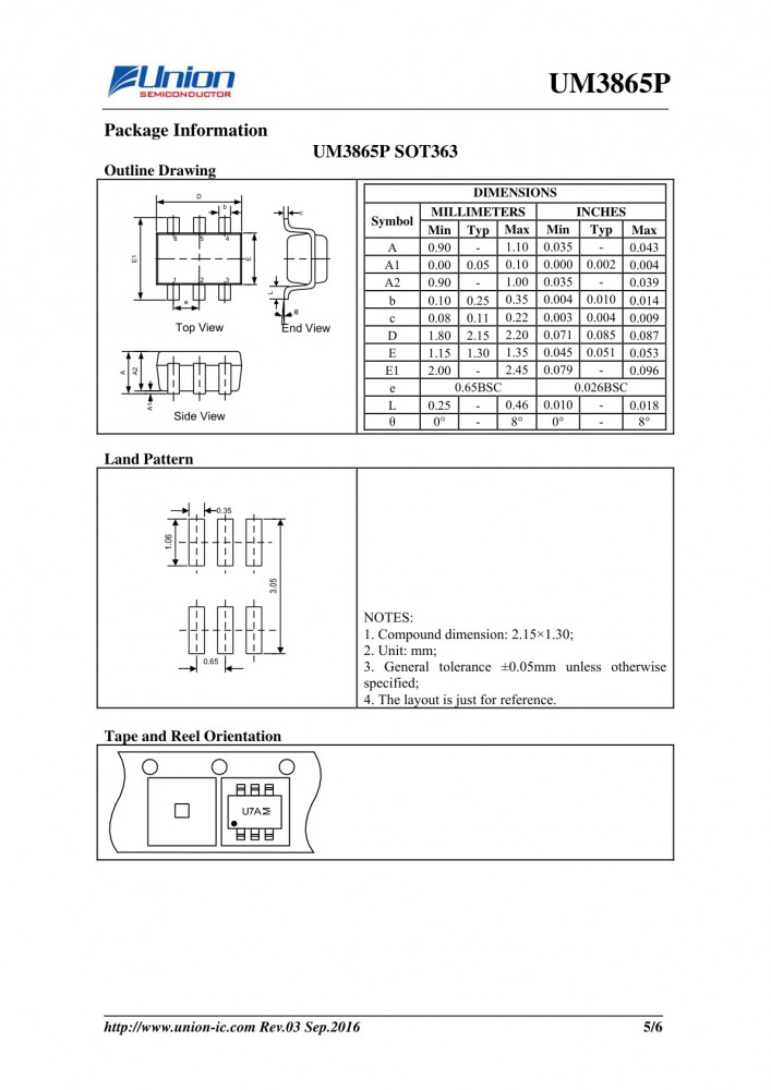 UM3865P datasheet page 5