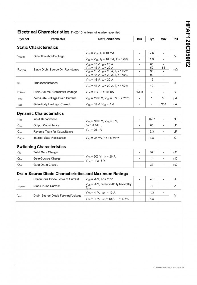 HPAF120C050R2 datasheet preview, page 2