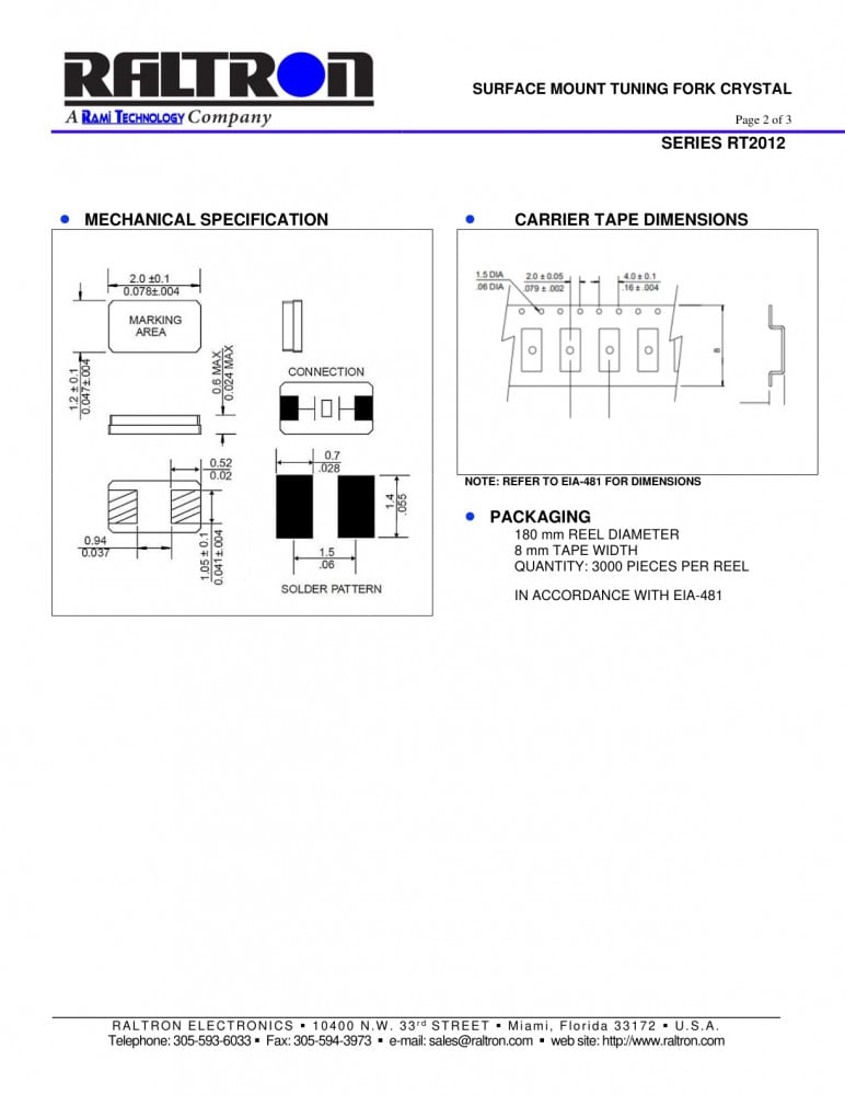 Raltron RT2012 datasheet page 2