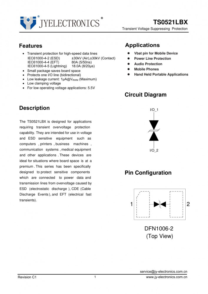 TS0521LBX datasheet page 1