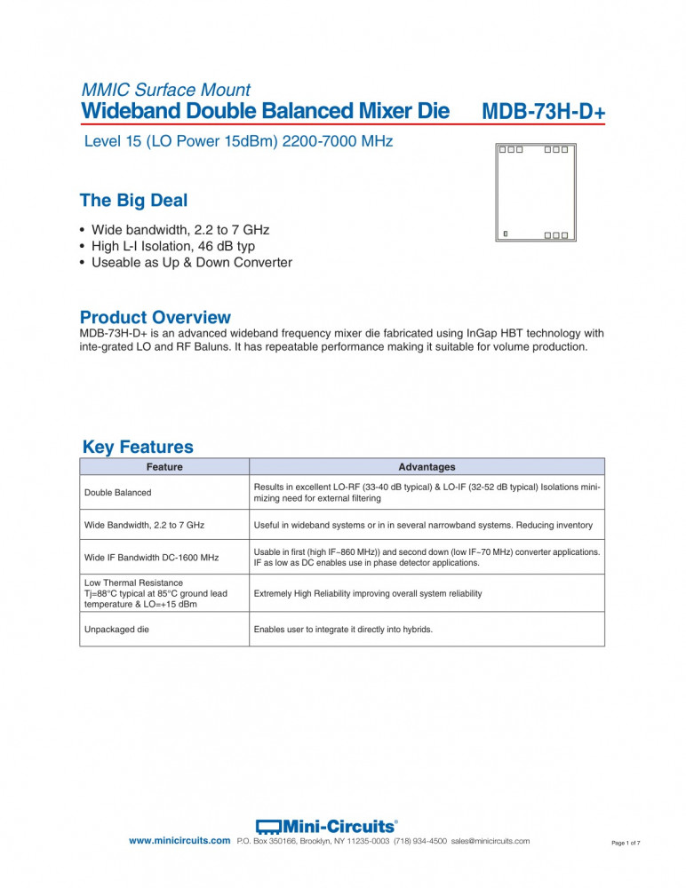 MDB-73H-DG+ technical document page 1