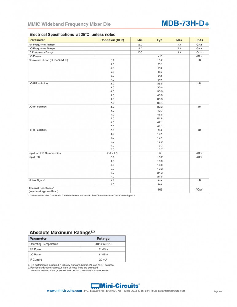 MDB-73H-DG+ technical document page 3