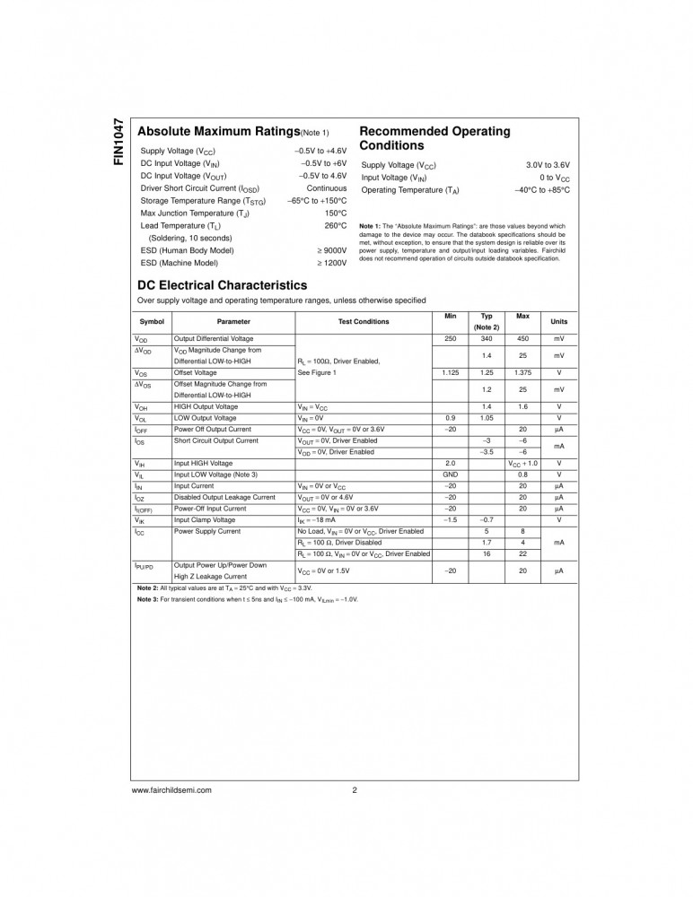 FIN1047 datasheet page 3