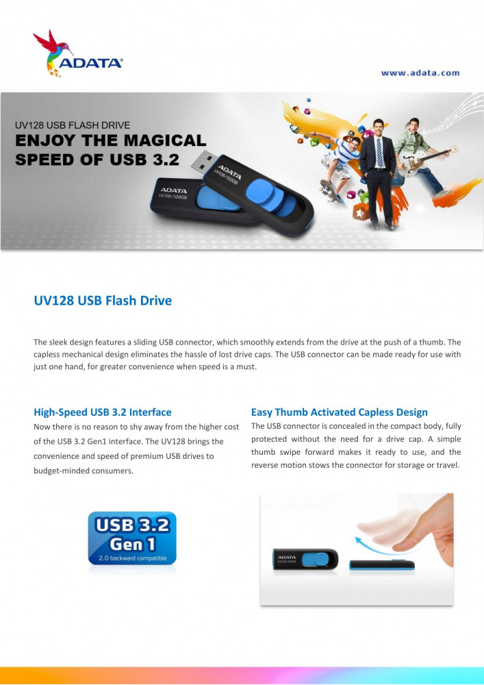 ADATA UV128 product document, page 1