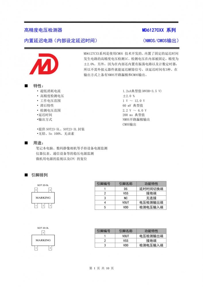 MD6127C39 datasheet page 1