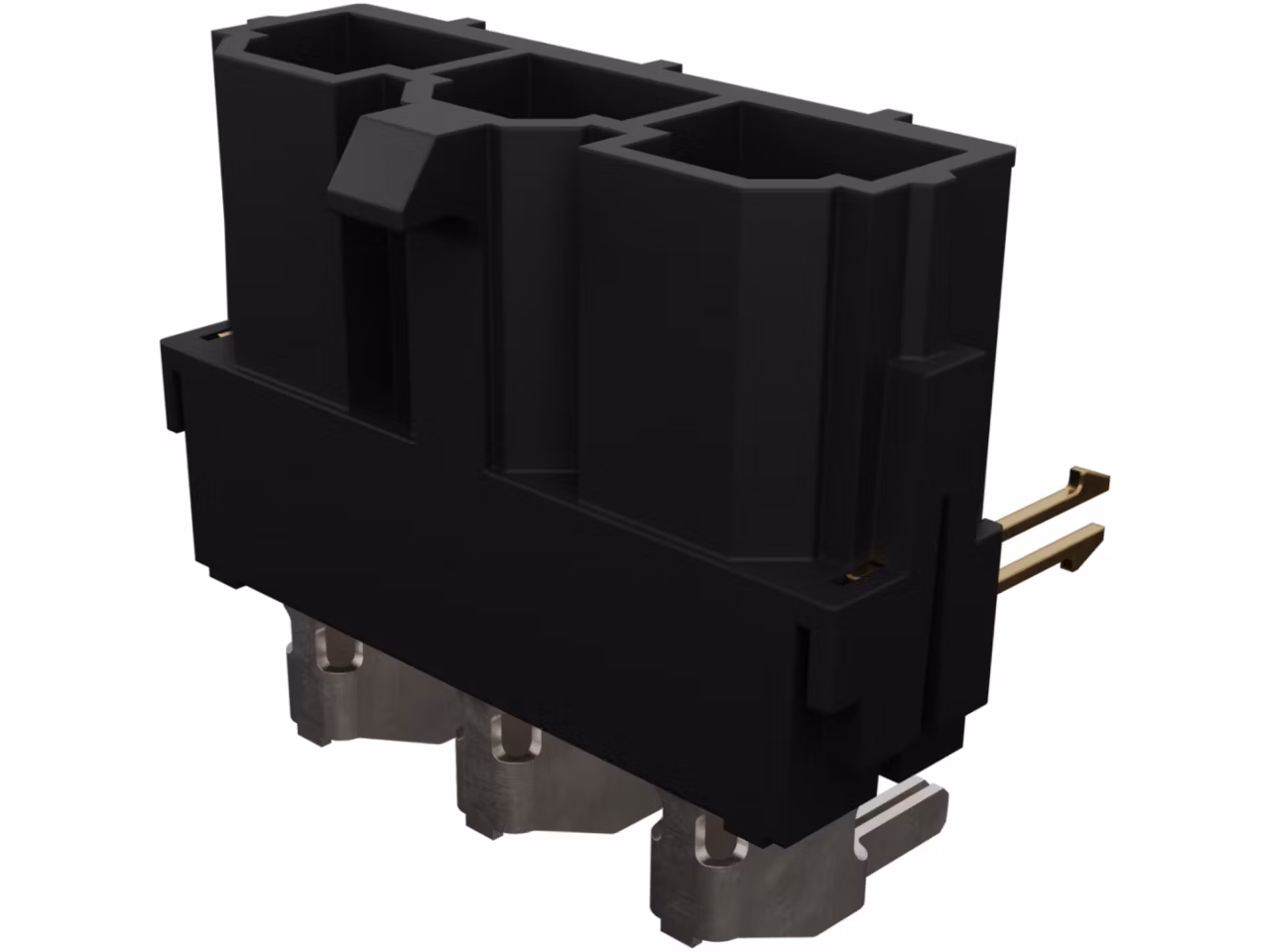 Mini-Fit Sr. Right-Angle Header, 10.00mm Pitch, Single Row, 3 Circuits, 5.10mm Tail Length, for 3.18mm PCB, Tin (Sn) Plating, with Clip, USE NYE LUBE ON MATING SURFACES for sale