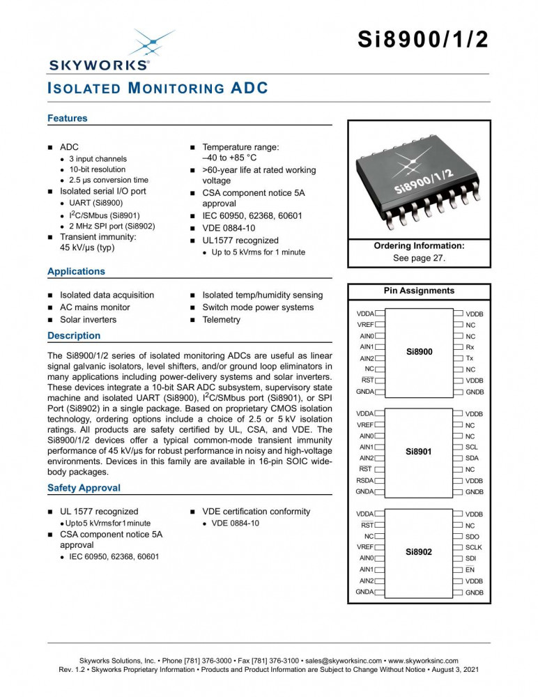 SI8901B-A02-GSR technical document page 1