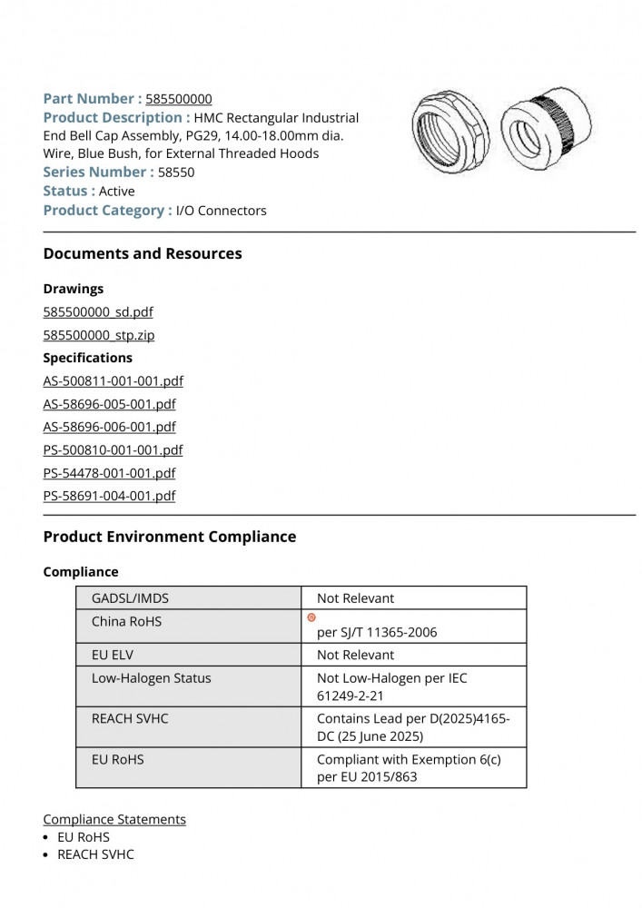 MOLEX 585500000 technical document preview, page 1