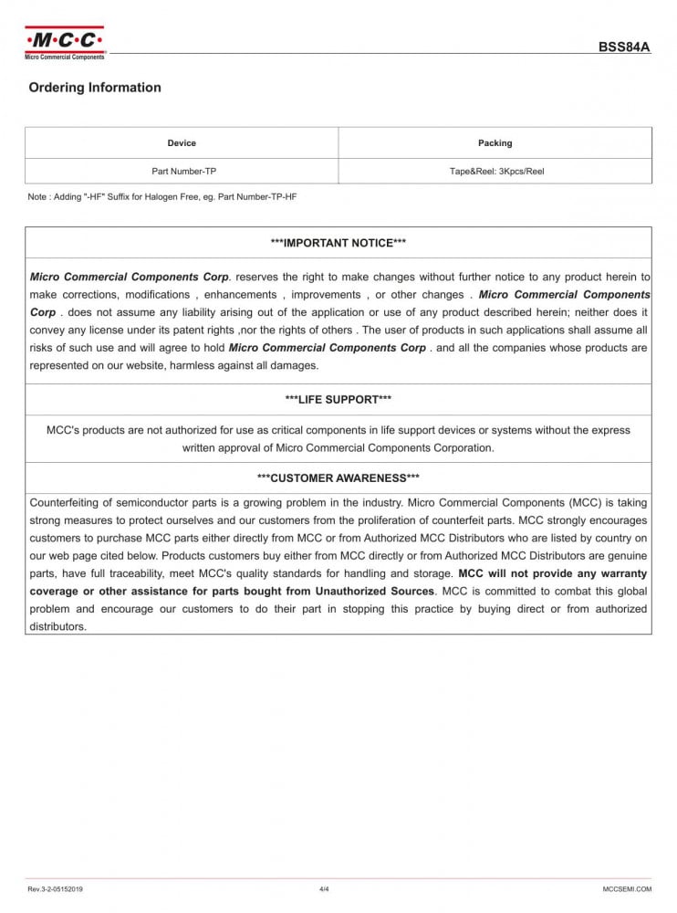 BSS84A-TP datasheet page 4
